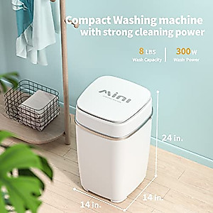VCJ Portable Washing Machine, Compact Mini Washer 8lbs Washing Capacity, Semi-Automatic Single-tub Laundry Machines Washer with Gravity Drain for Apartments RVs and Dorms(Without spin basket)