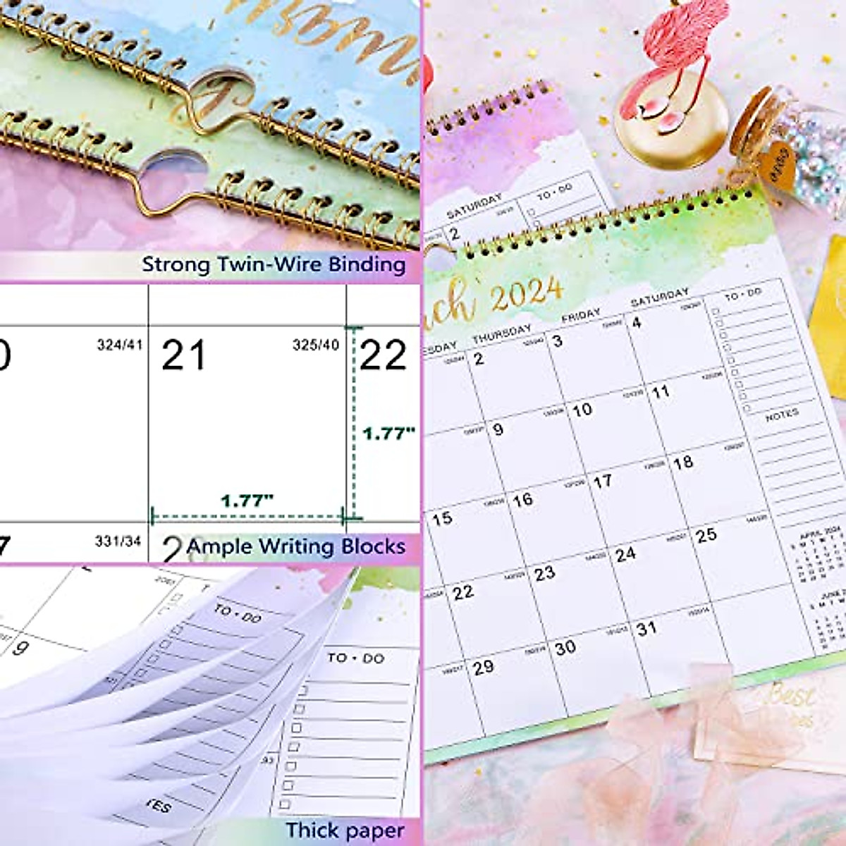 2023-2024 Wall Calendar - Jul. 2023 - Dec. 2024, 18 Months Hanging Wall Calendar 2023-2024, 15" x 11.5", Spiral Twin-Wire Binding, Large Blocks with Julian Dates