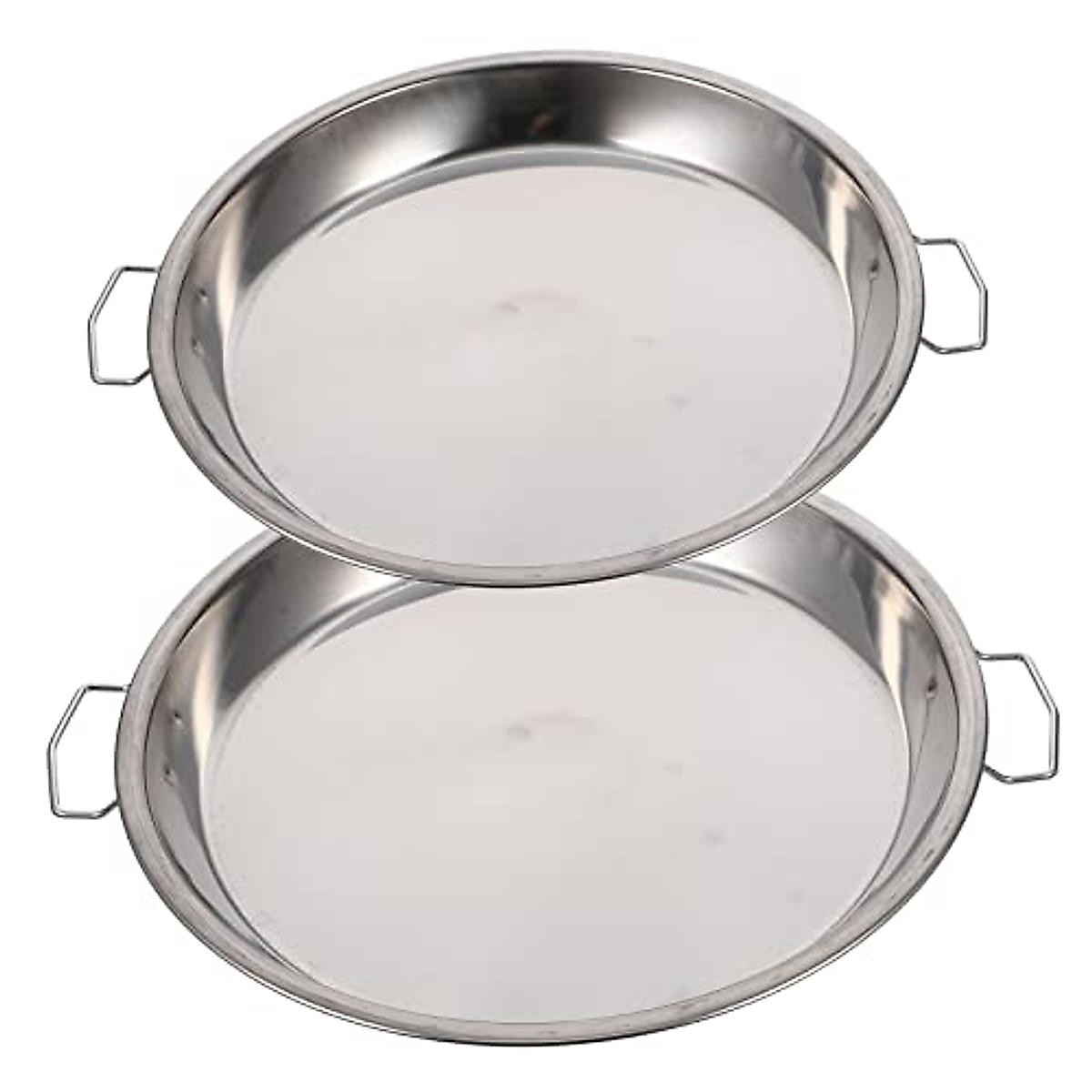 BESTonZON 10 Pcs Stainless Steel Disc Round Serving Platter Tool Trays Serving Tray Round Fish Steaming Plate Fish Dish Steak Tray Stainless Steel Reel Silver Flat Stainless Steel Dishes