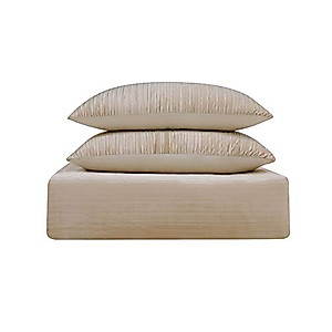 Christian Siriano Crinkle Luster Velvet Comforter Set, Full/Queen, Champagne