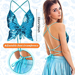 4 Pcs Halloween Woman Club Costume Accessories Wings Shiny Top Skirt Fingerless Gloves for Princess Fairy Cosplay Party(Medium)