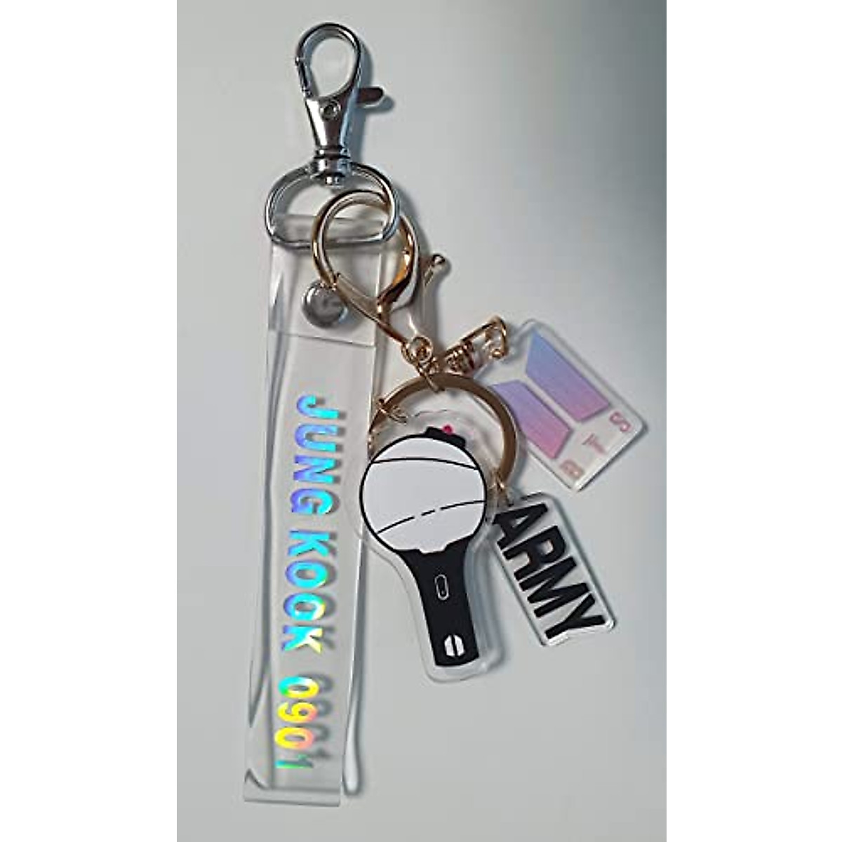 Keychain for B-TS Set(2 PCS) Signature Merchandise Army Bomb Key Ring & Bangtanboys Name Keychain Army Gift Merch (JK)