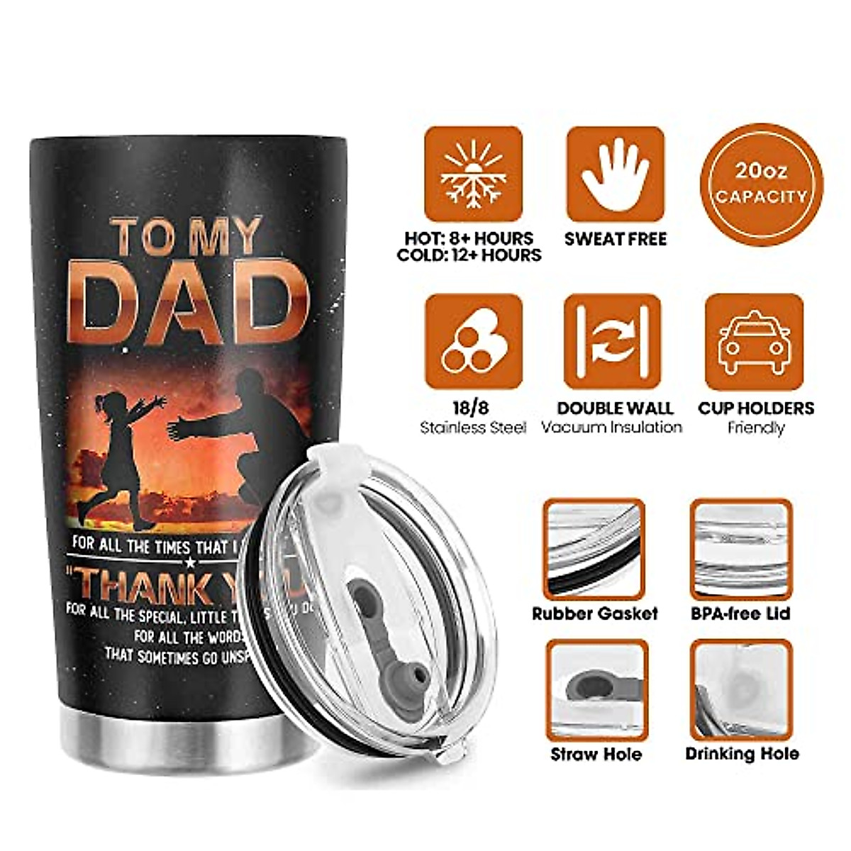 Gifts for Dad from Daughter - Dad Gifts from Daughter - Fathers Day, Birthday Gifts for Dad, Dad Birthday Gift - Gift for Dad, Presents for Dad - Father Gifts Ideas - 20 Oz To My Dad Tumbler
