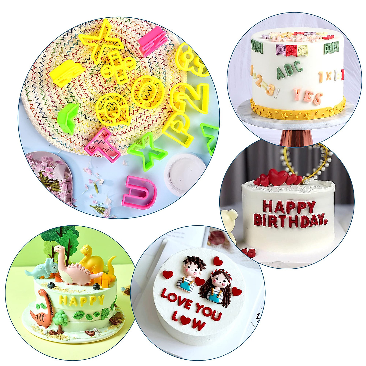 Worldity 41PCS Plastic Mini Cookie Cutter, Mini Alphabet and Number Cookie Cutters, Food Grade Safe Biscuit Cutter Shapes for Baking, Decorating Cake, Fruit and Holiday Cookie