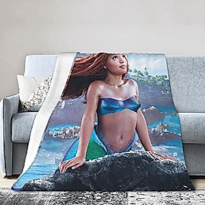 Mermaid Movie Throw Blanket for Kids & Adults, All Seasons Flannel Fleece Blanket Soft Plush Blankets for Couch Sofa Bed Camping Travel 80"x60"