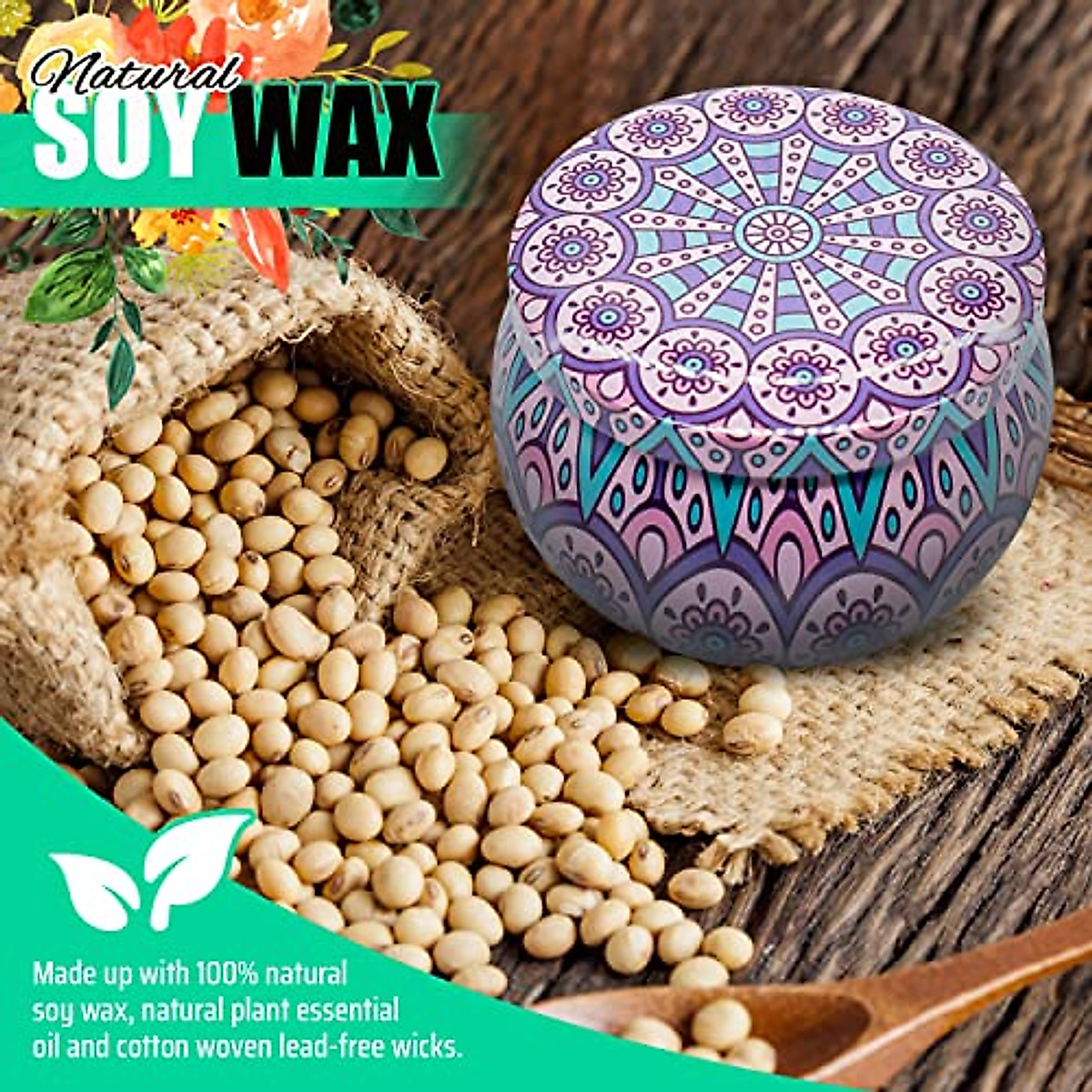 Scented Candles Gift Set - Made of Natural Soy - Luxuriously Designed Tin - Eco-Friendly - Stress Relief Candles - Gift Idea for Women, Weddings, Party, Birthdays, Anniversary- Set of Four