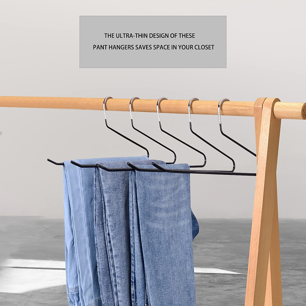 Slack/Trousers Pants Hangers - Open Ended Metal Hangers, Slim Durable (Black, 10)