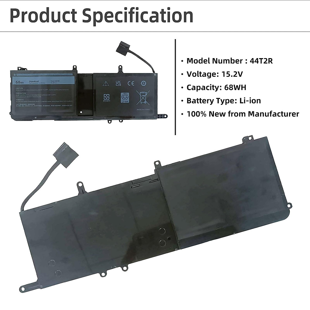 YXKC 44T2R 9NJM1 Laptop Battery Replacement for Dell Alienware 17 R4 R5 15 R3 R4, P31E P69F P31E001 P31E002 P69F001 P69F002 Series 01D82 546FF 0546FF HF250 0HF250 0MG2YH 15.2V 68Wh 4410mAh