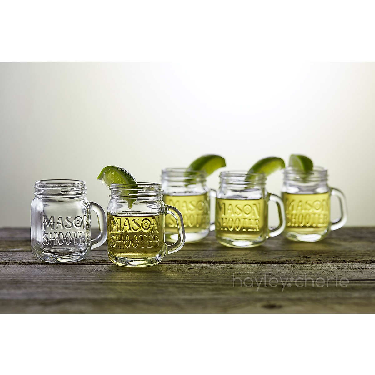Hayley Cherie Mason Jar Shot Glasses with Leak Proof Lids (Set of 8) Mini Mason Shooter with Handles 2oz for Drinks, Liqueurs, Favors, Desserts, Parties, Gifts