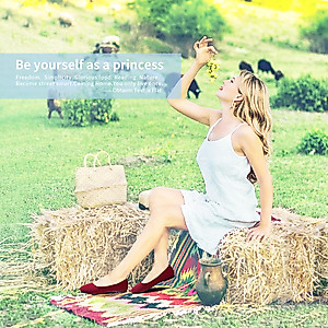 Obtaom Round Toe Women Flat Shoes Slip on Girls Dress Black Ballet Flats(Jujube US5)