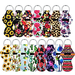KPX 15Pcs Chapstick Holder Keychain, Lip Balm Holder Chapstick Keychain Holder Bulk for Lipstick Chapstick Tracker Safeguard (Style 2)