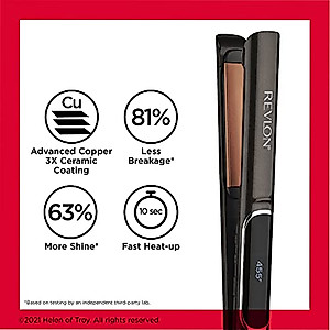 Revlon Copper Smooth Hair Flat Iron | Frizz Control for Fast and Shiny Styles, (1 in)
