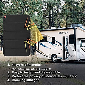 Beletops Foldable Velcro RV Door Window Shade，Camper Door Shade， Thin Shade Ready RV Window Shade，Blocking The Sun's Rays Makes The Interior of The RV Dark for RV Accessories Shade【25''x16''】 Black