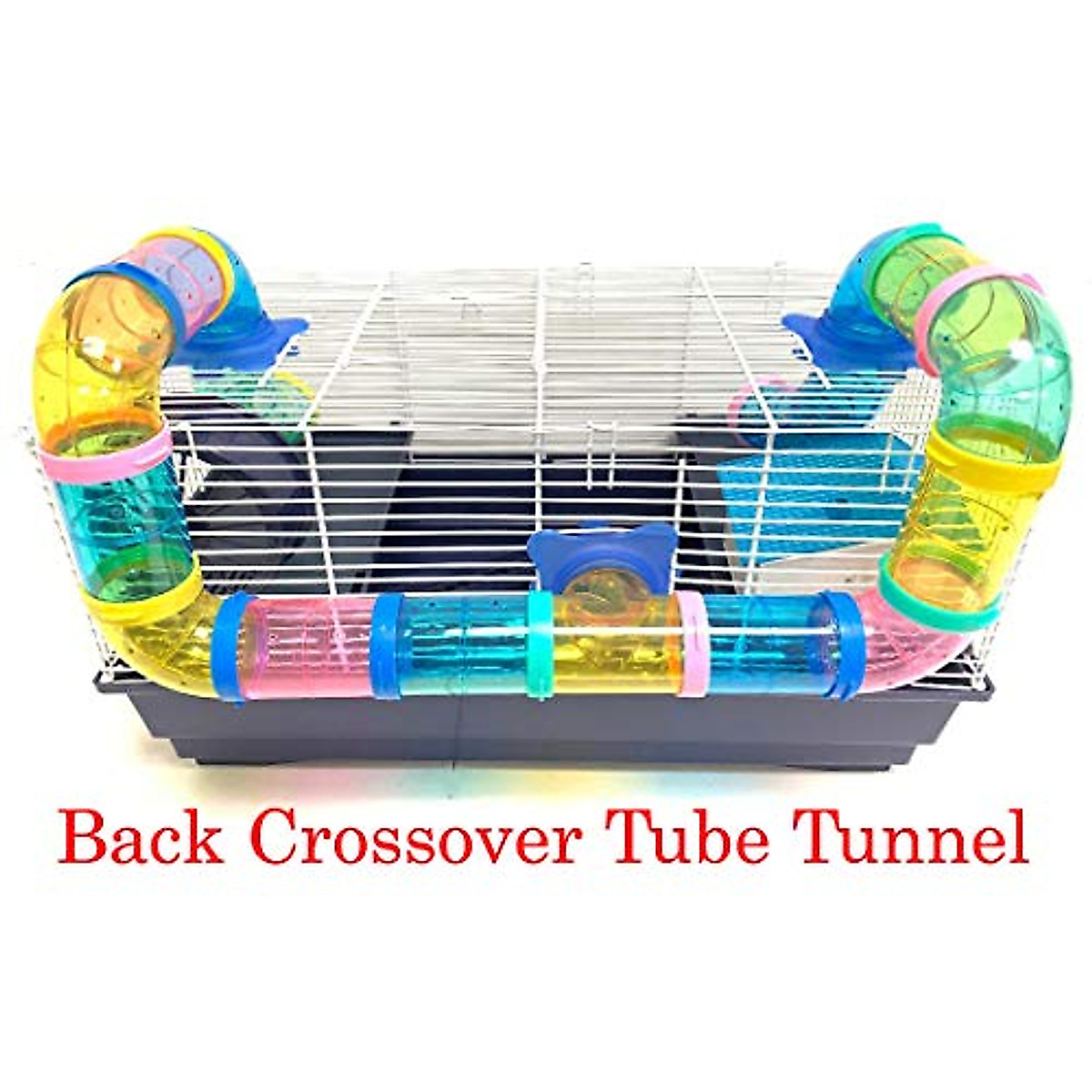 Large 2-Floor Hamster Small Animal Habitat Cage Home with Crossover Tubes Tunnels Hide House Running Wheel for Rodent Gerbil Mouse Mice