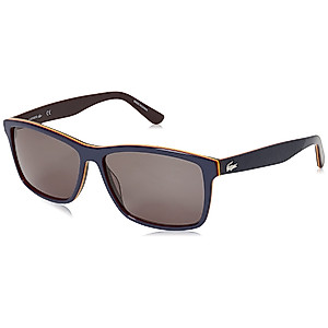 Lacoste Men's L705S Rectangular Sunglasses, Dark Blue/Grey, 57 mm