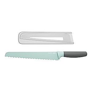 Berghoff Leo Ceramic Coated Non-Stick Bread Knife with Soft Touch Handle, 23cm, Stainless Steel, Green