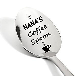 Nana's Coffee Engraved Spoon, Nana Coffee Lover Gifts Spoon Stainless Steel Gift for Mother's Day Birthday Christmas from Grandson Granddaughter