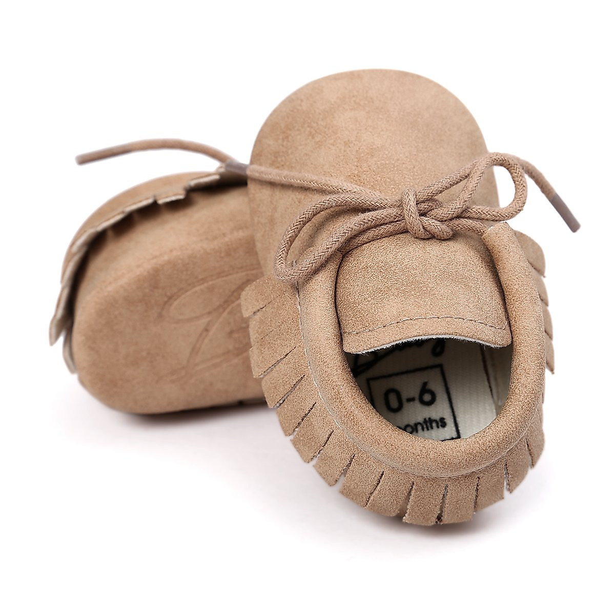 RVROVIC Baby Boys Girls Moccasins Soft Sole Tassels Prewalker Anti-Slip Shoes (S:0~6 Months, PU Khaki)