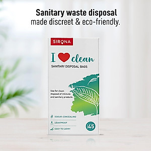 Sirona Sanitary Disposal Bags - 45 | Leakproof, Odor-Concealing Disposal for Tampons, Pads, Liners & More | Hygienic & Travel-Friendly (45 Pack)