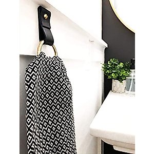 KEYAIIRA - Small Leather Wall Hook, wall hanging strap towel hook for wall leather loop strap for scarf storage boat paddle holder minimal towel bar rack storage