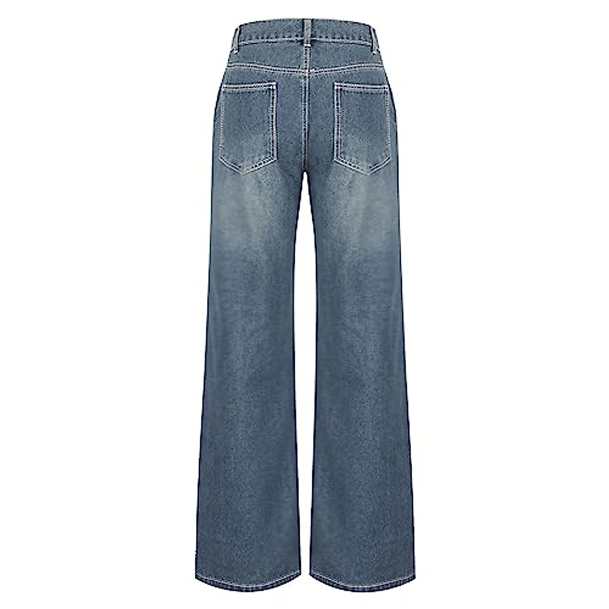 Women High Waisted Pants Wide Leg Pants Drawstring High Waisted Loose Denim Pants Plus Size Baggy Pants with Pockets