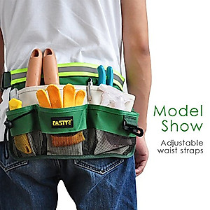 FASITE YL003F 7-POCKET Gardening Tools Belt Bags Garden Waist Bag Hanging Pouch, Green
