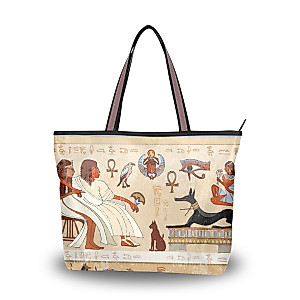 WIHVE Tote Bag Ancient Egypt Egyptian Character Shoulder Handbag Travel Beach Bags