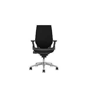 Steelcase Gesture Office Chair - Cogent: Connect Licorice Fabric, Wrapped Back, Light on Light Frame, Platinum Metallic Base