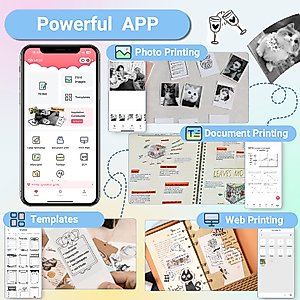 Print Pod Mini Printer, Inkless Sticker Printer with 1 Paper Roll, Small Thermal Sticker Maker Compatible with iOS&Android, Note Buddy Printer for Present, Journal, Scrapbook, Study, Memo