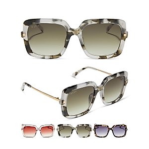DIFF Sandra Designer Oversized Square Sunglasses for Women UV400 Protection, Kombu + Olive Gradient