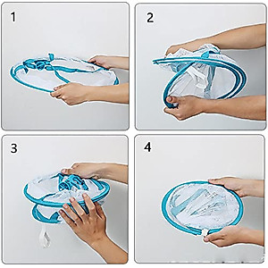 Qtopun Foldable Hanging Mesh Dryer, Sweater Drying Rack Single-Layer Flat Clothes Drying Net Laundry Hanging Mesh Rack for Underwear Lingerie Toy Herb --- Blue