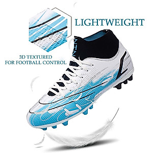 HESBITEUL Men’s Soccer Boots Football Shoes Cleats Spike Shoes Youth Sneaker Comfortable Adults for Athletic Outdoor Indoor Competition Training