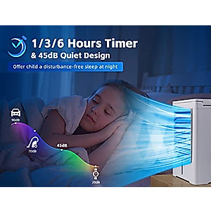 Portable Air Conditioner 3 Speed Evaporative Rechargeable Cooler Fan with Led Light, Personal Mini Humidifier Fan for Your Desk, Nightstand, Coffee Table, Room, Bedroom, Office & Kitchen