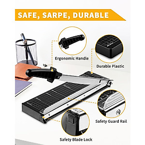 MAKEASY Paper Cutter 12 Inch, Guillotine Paper Cutter with 8 to 10 Sheet Capacity, Heavy Duty Paper Cutter for Cardstock, Paper Trimmer for Crafting, Classroom and Office