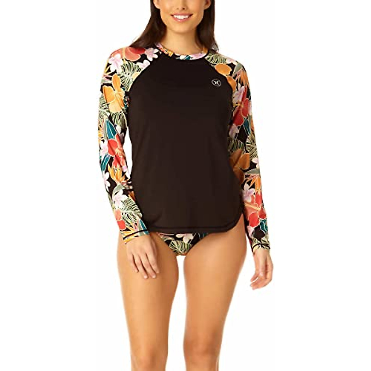 hurley Womens UPF 50+ Long Sleeve Rashguard (as1, Alpha, m, Regular, Regular, Caribbean Dreamin)