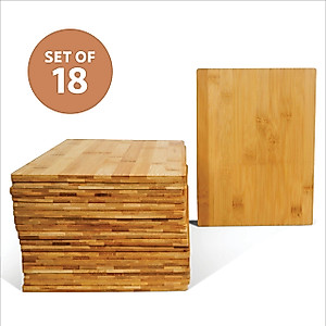 Set Of 18 Bulk Cutting Boards 12" x 9" x 0.35" - Premium Bamboo Wood Boards For Wholesale, Engraving, Kitchen And Dinning Copping Board, Sturdy & Easy To Maintain