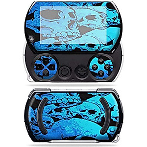 MightySkins Skin Compatible with Sony PSP Go System wrap Sticker Skins Blue Skulls