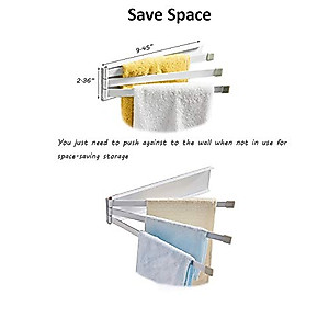 SAVEFORHO Swivel Towel Bar, Wall Mounted Towel Rack for Bathroom with 3 Arms 180°Rotation Black Towel Holder for Hanging Organizing Bath Towels