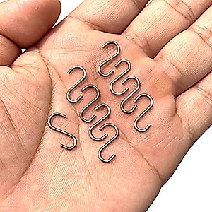200Pcs Stainless Steel 0.55Inch S Hook Connectors Mini S-Shaped Hangers Ornament for Jewelry Key Ring Chain Hardware Pet Name Tag Wood Circles Fishing Lure and Assembly DIY Crafts Net Equipment