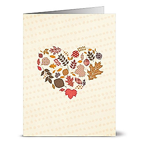 Note Card Cafe Fall Greeting Cards with Kraft Envelopes | 24 Pack | Happy Fall Heart Design | Blank Inside, Glossy Finish | Autumn, Winter, Christmas, Occasions