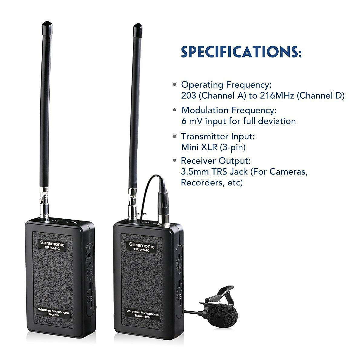 Saramonic Dual Wireless VHF Lavalier Microphone Bundle with 2 Transmitters, 2 Receivers and Audio Mixer for DSLR Cameras