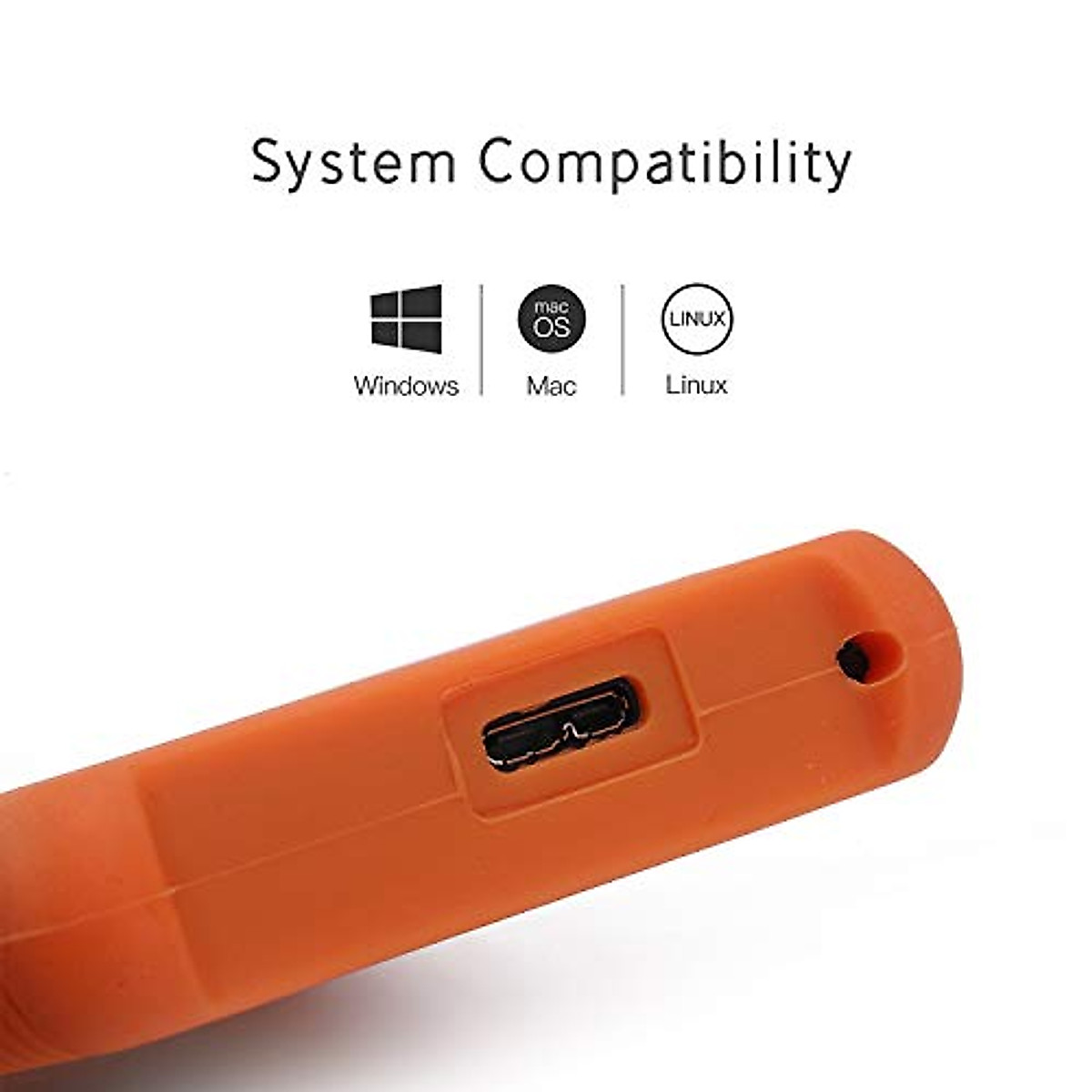 FEISHUO Portable External Hard Drive USB3.0 SATA HDD Storage — External Hard Drive Silicone Case Anti-Drop, Shockproof and Rainproof, for Game, PC, Mac, Windows(120G, Black)