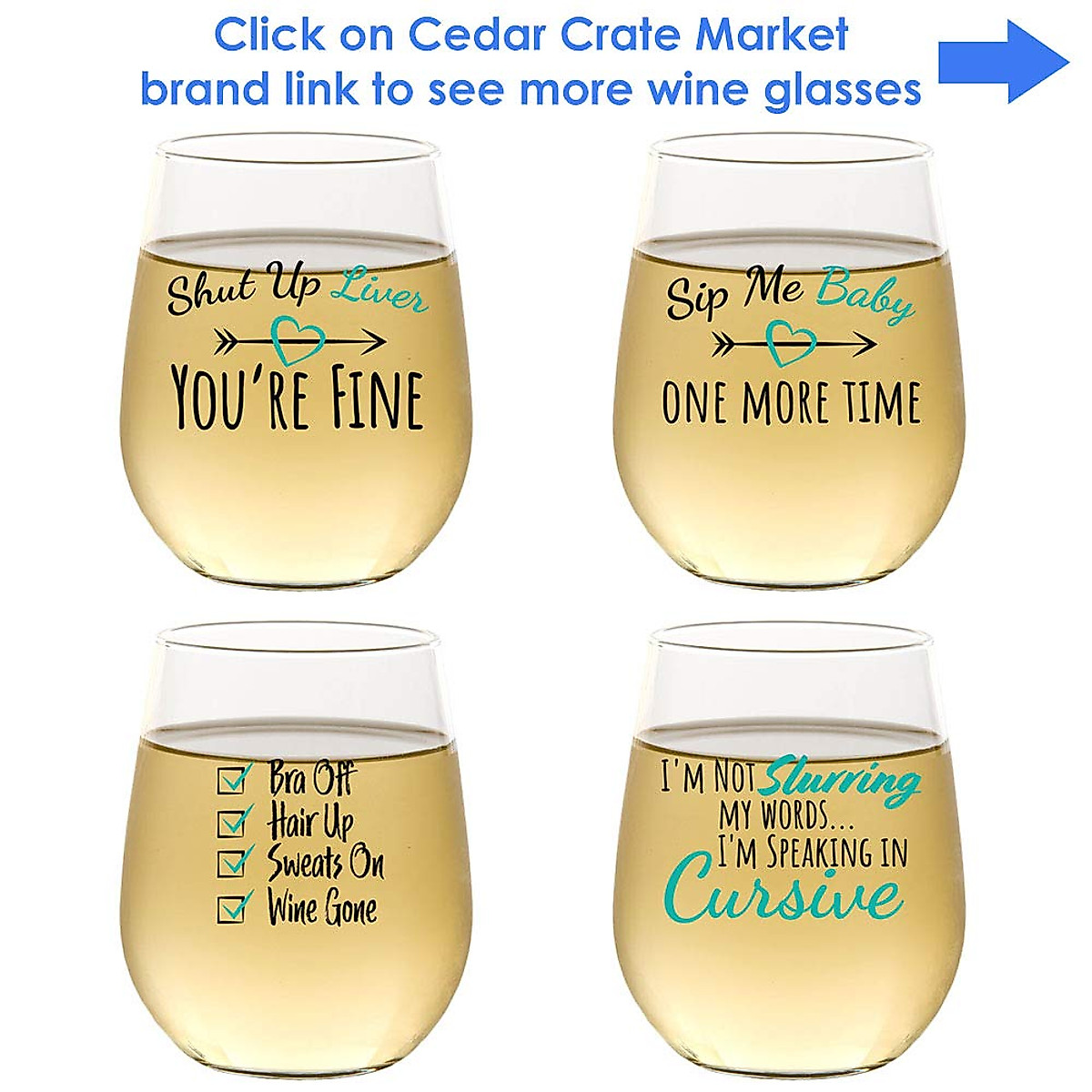 Shut Up Liver You're Fine Funny Cute Wine Glass | Stemless 15oz | Gift Box | Happy Birthday Gifts for Women or Men | Funny Wine Glasses for Women Unique Gift Idea for Her, Mom, Wife, Girlfriend