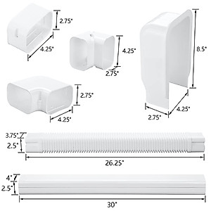 LCGP 4" 14Ft Decorative PVC Line Cover Kit, Suitable for Mini Split Air-conditioning and Heat Pump Systems, Outdoor Air-conditioning Pipe Insulation