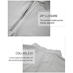 LastFor1 Women's Golf Polo Shirt Short Sleeves UPF 50+ Tennis Tops Active T-Shirt Quick Dry Zip Up Running Shirts Light Grey L