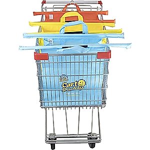 Scrub Daddy Cart Daddy Reusable Grocery Bags - 2 Large Orange & Yellow Cart Bags for Bulky, Light Items + 1 Small Blue Cart Organizer Tote for Heavy, Fragile Items - Foldable, Washable & Expandable