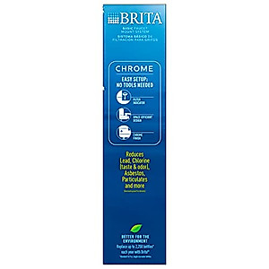 Brita Water Filter for Sink, Faucet Mount Water Filtration System for Tap Water, Reduces 99% of Lead, Chrome
