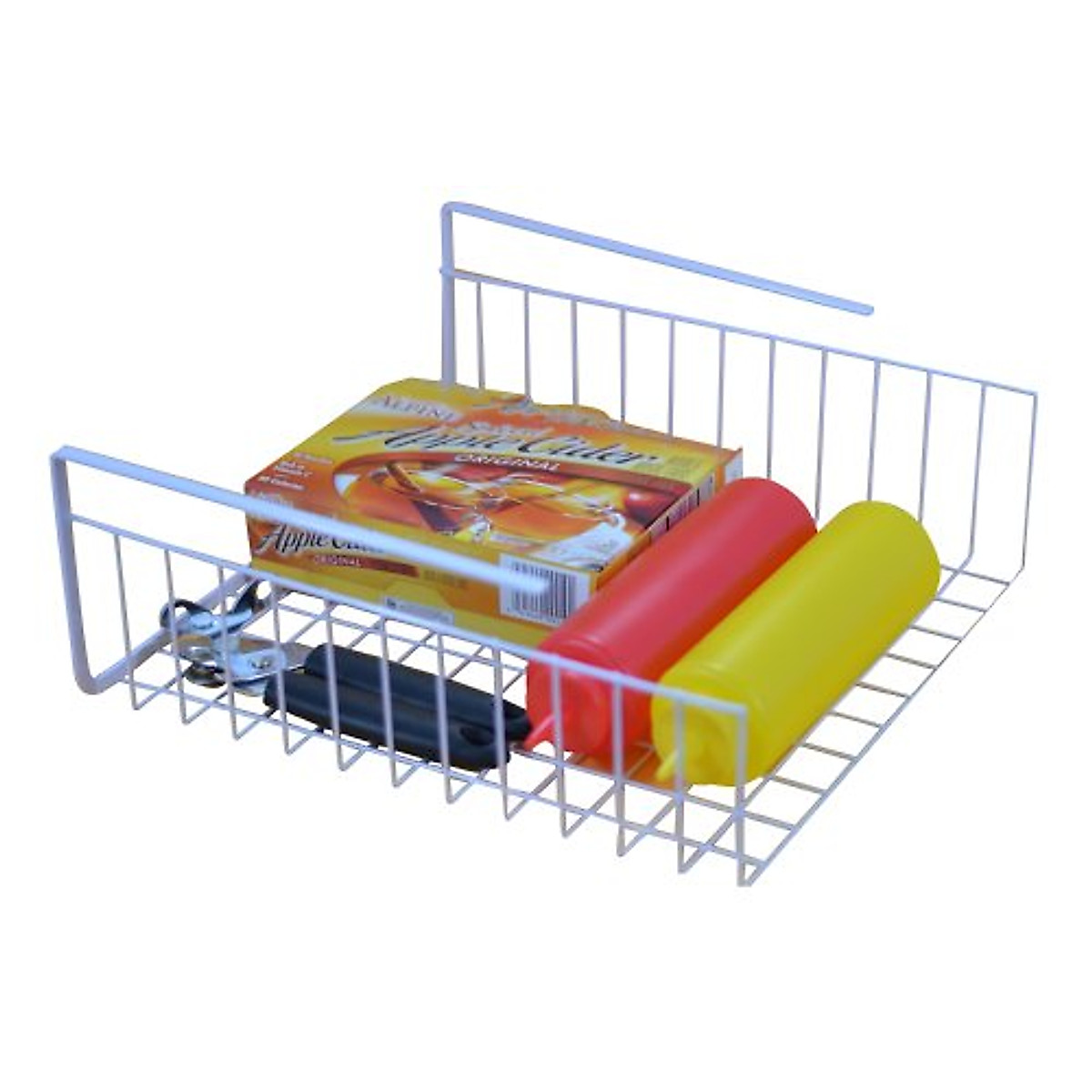 Southern Homewares Under Shelf Basket Wire Wrap Rack White Storage Organizer for Kitchen Pantry, 12 1/2" x 12 1/2" x 5"