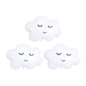 Creaides 3pcs White Cloud Balloons 30 Inch Mylar Foil Cloud Balloons for Baby Shower Birthday Wedding Party Supplies