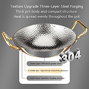 UGCER Stainless Steel Chafing Dish Dry Pot Set, Catering Food Warmers Buffet Server with Food Pan, Fuel Holder, for Catering Party Wedding,Copper,20cm